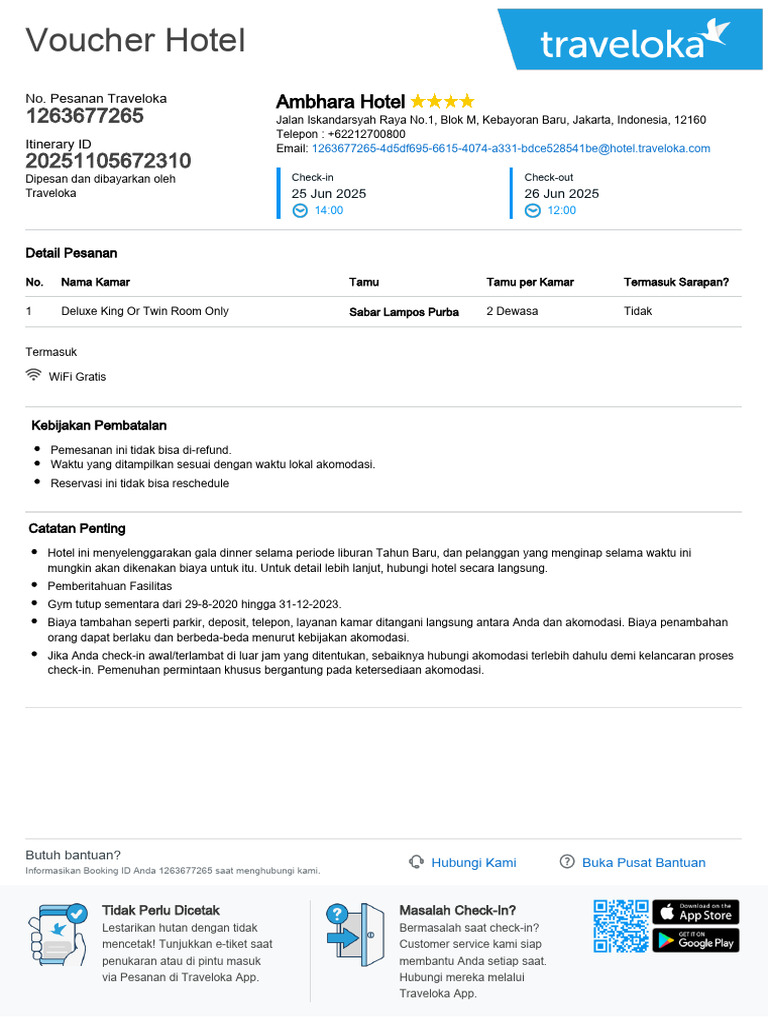 Asyer Samuel 1263677265 Ambhara Hotel HOTEL - STANDALONE | PDF