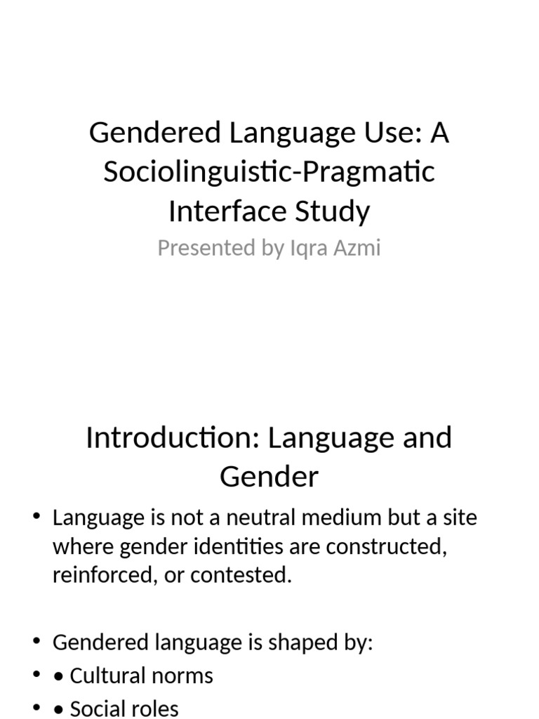 Gendered Language Use Intro LitReview | PDF