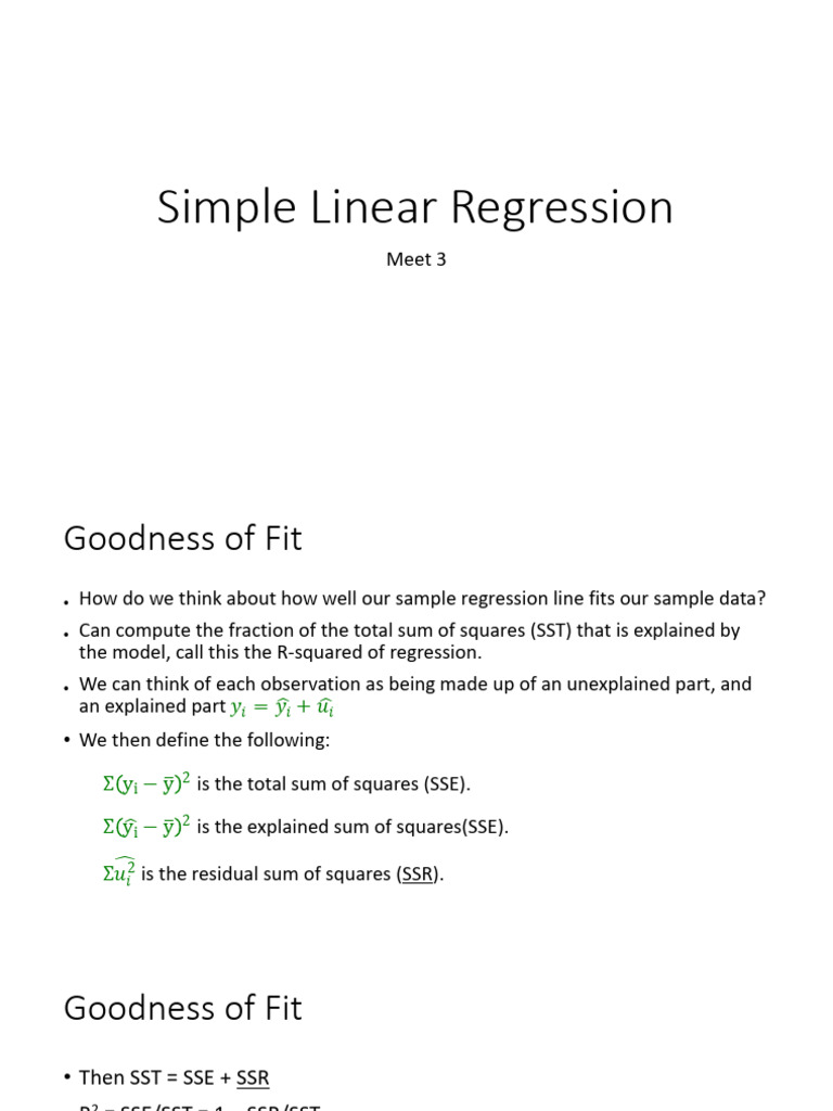 Pertemuan 3 - Simple Linear Regression | PDF | Ordinary Least Squares | Errors And Residuals
