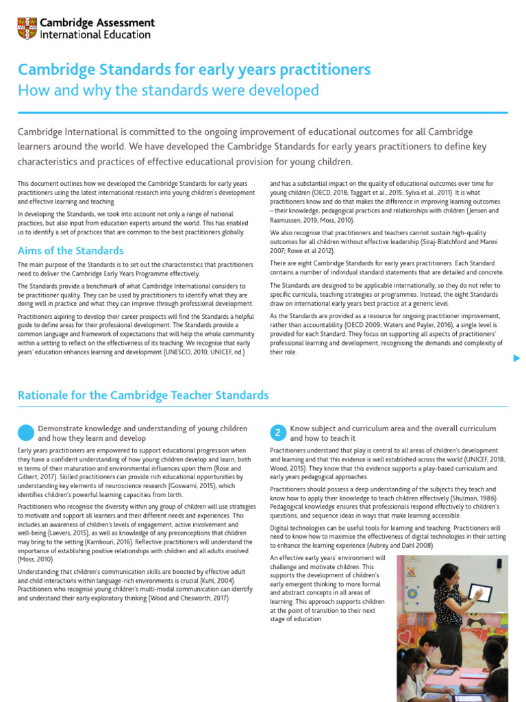 Early Years Standard Factsheet How and Why The Standards Were Developed ...
