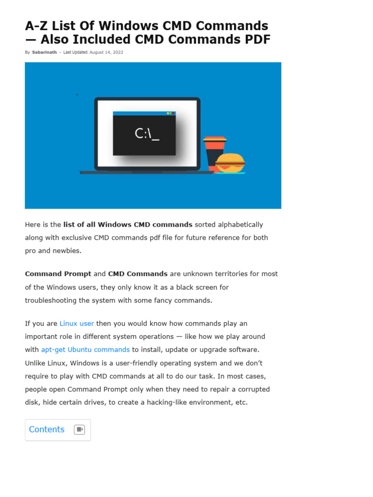 A-Z List of Windows CMD Commands - Also Included CMD Commands PDF | PDF | Computer File ...