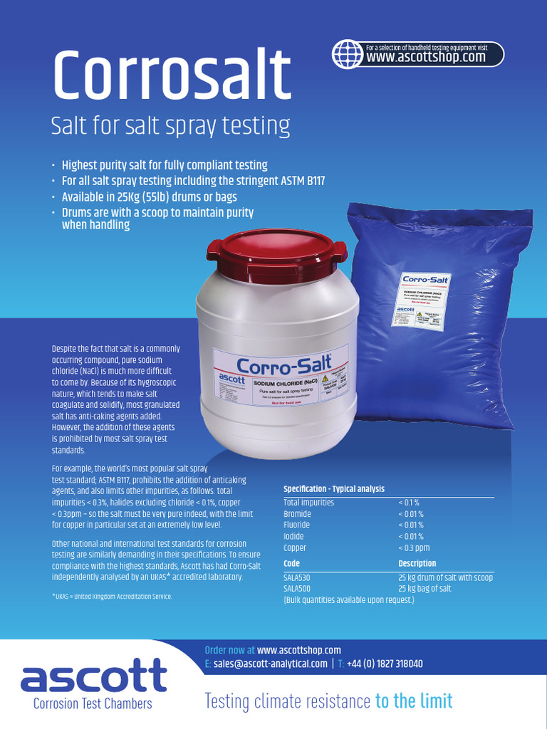 High-Purity Corro Salt for Testing | PDF | Sodium Chloride | Sets Of ...