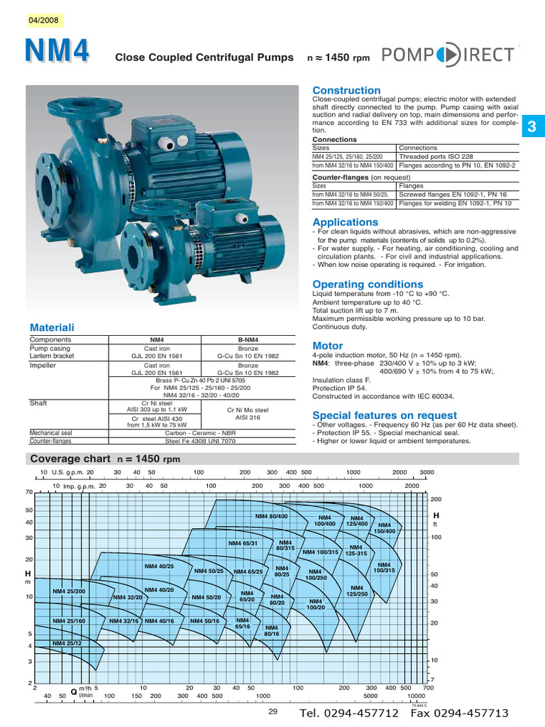 Calpeda nm4 Info | PDF | Pump | Mechanical Engineering