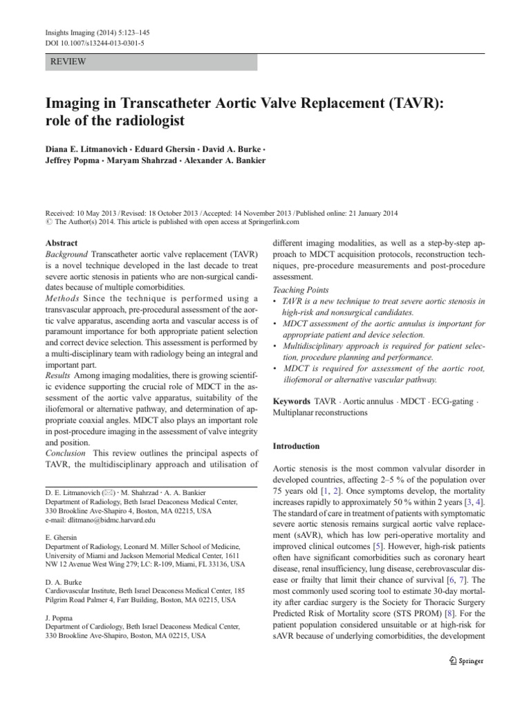 Imaging in Transcatheter Aortic Valve Replacement (TAVR) | PDF | Heart ...