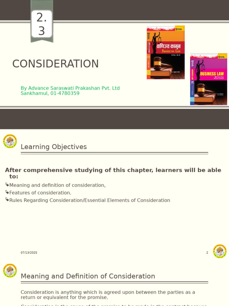 Unit 2.3 Consideration | PDF