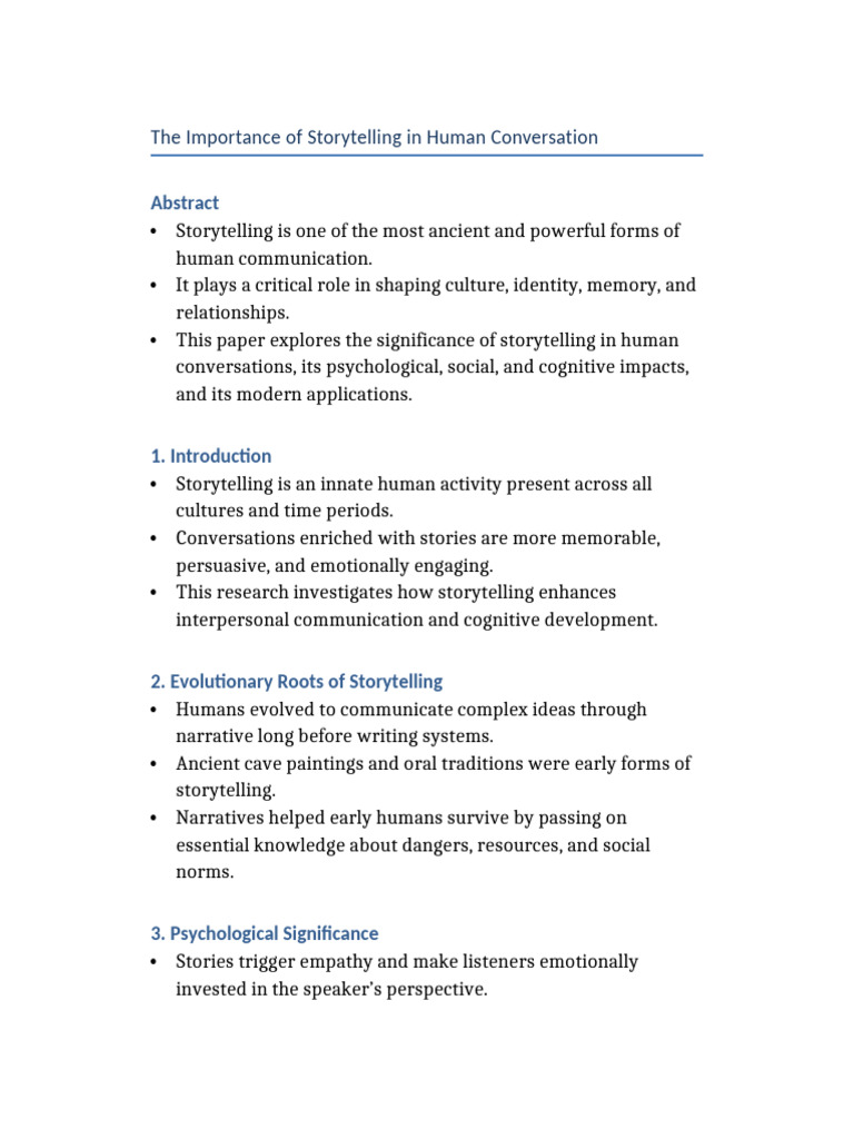 The Importance of Storytelling in Human Conversation Expanded | PDF ...
