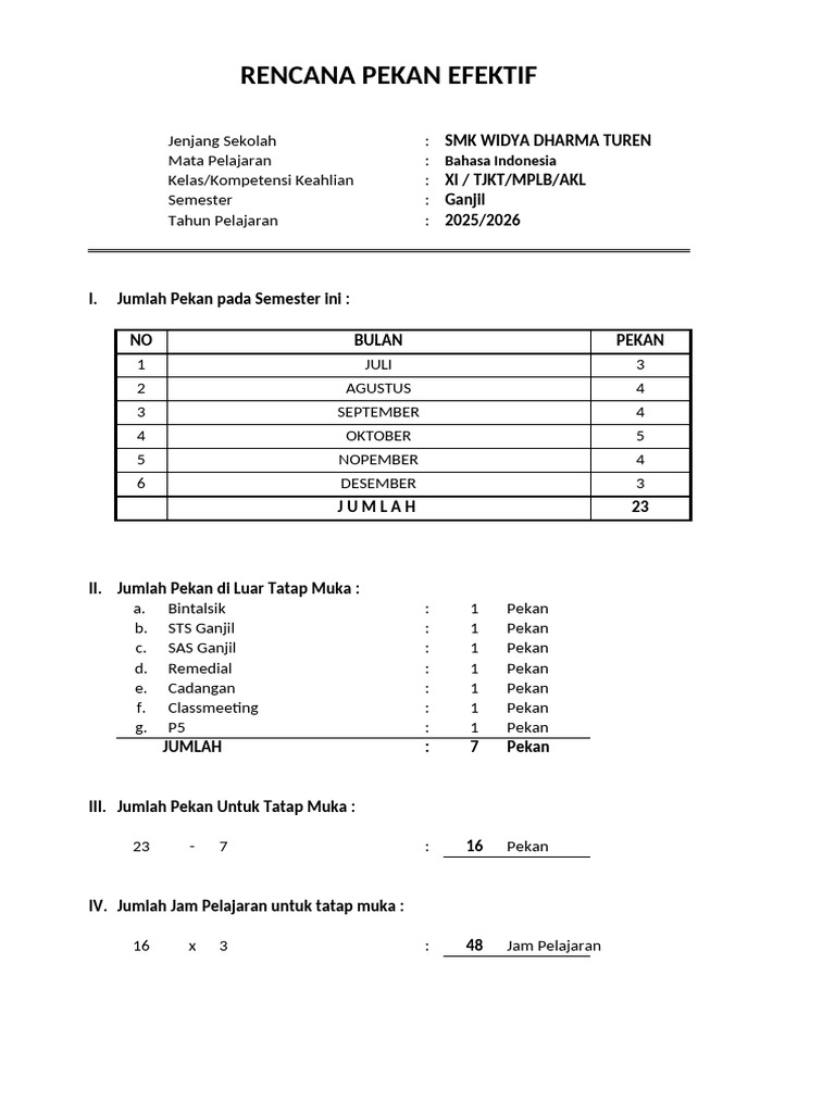 Prota Ganjil - Kelas Xi - 2025-2026 | PDF