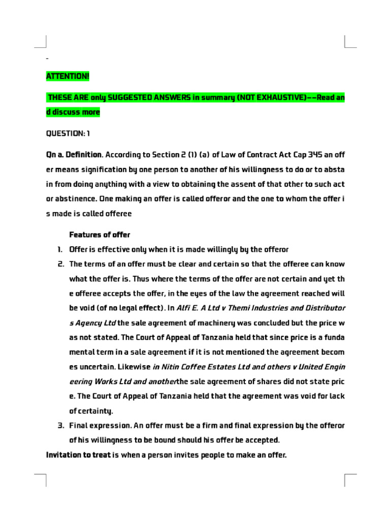 Answer To Law Qns - Phoenix | PDF