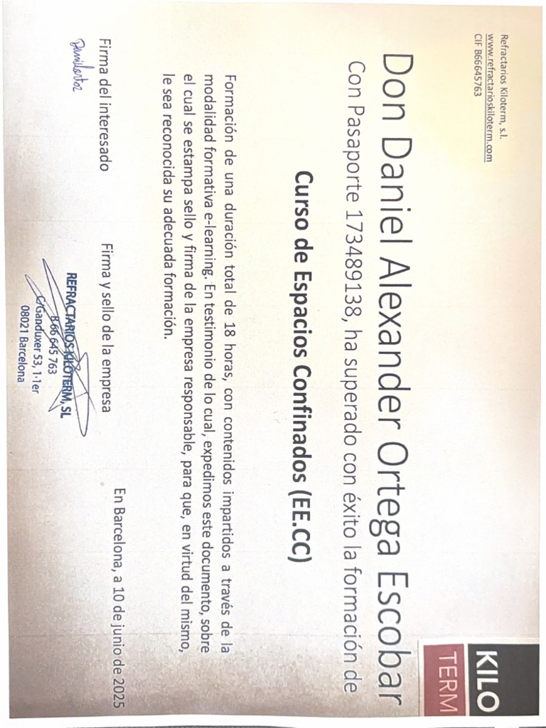 Certificados Daniel Ortega | PDF