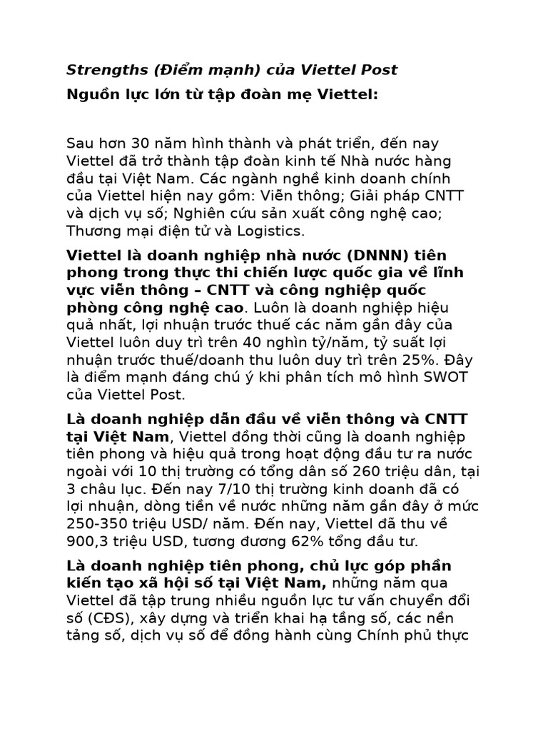 Swot Viettel Post | PDF