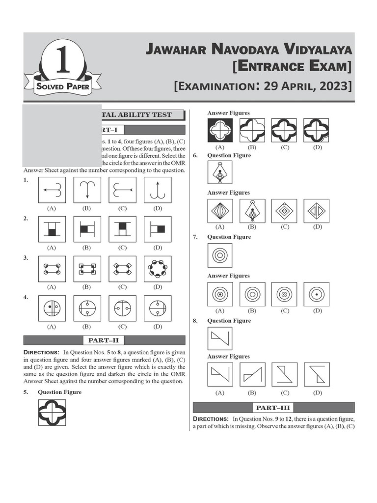 JNVST Pyq 2023 | PDF