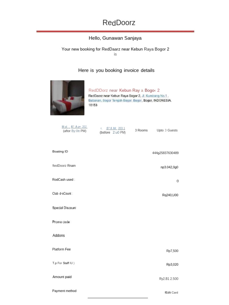 RedDoorz Booking Invoice Details | PDF