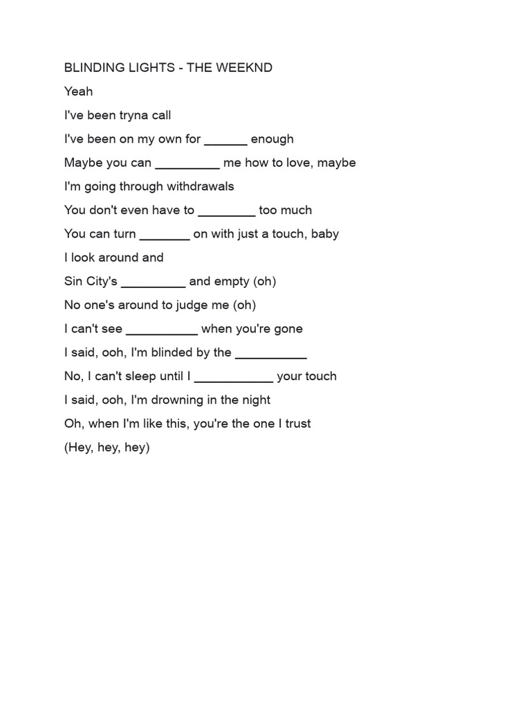 Blinding Lights - The Weeknd | PDF