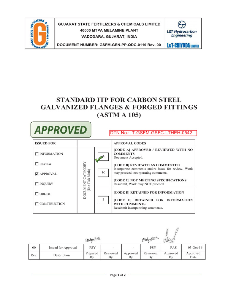 GSFM-GEN-PP-QDC-0119 - CS Galvanized Flanges and Forged Fittings | PDF ...