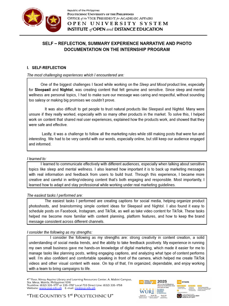 OJT Summary Experience, Reflection and Photo | PDF | Digital Marketing | Marketing Communications