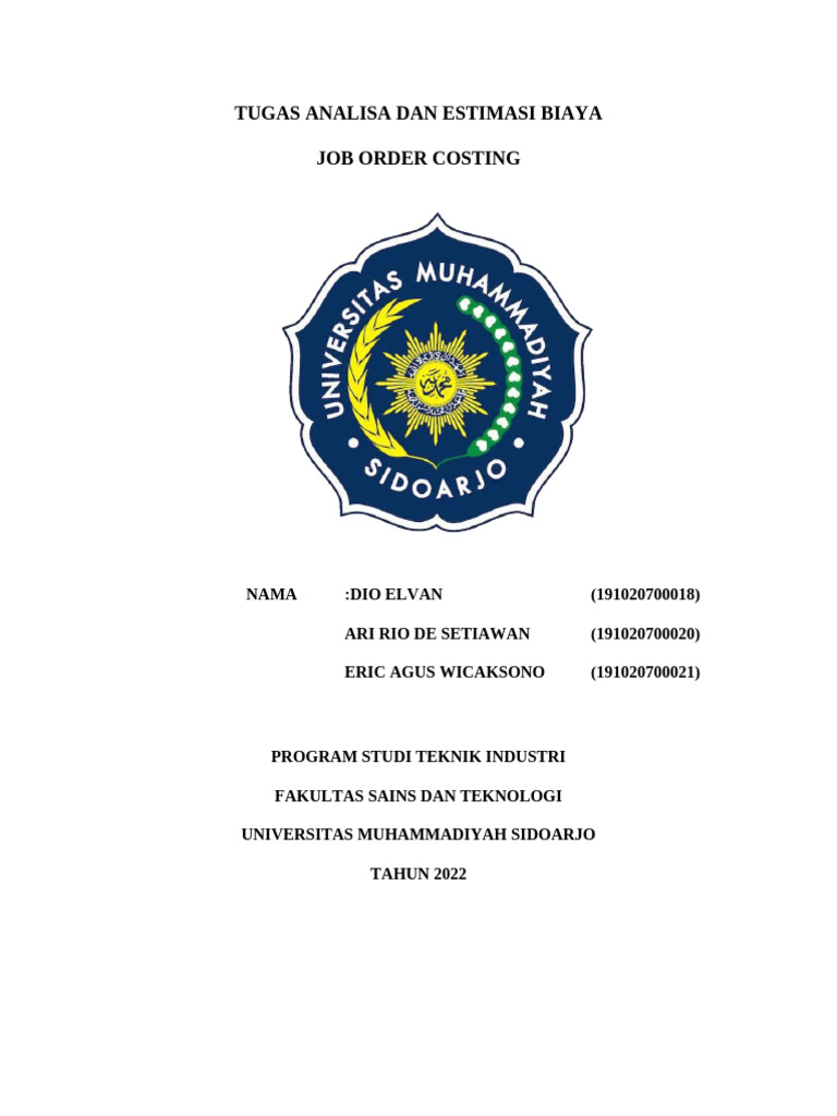 Contoh Job Cost Sheet dalam Biaya | PDF