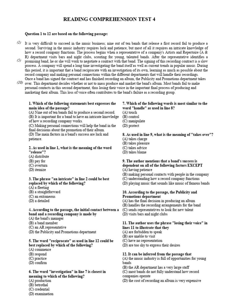 Toefl Reading Comprehensions 4 | PDF | Auditory System | Brain