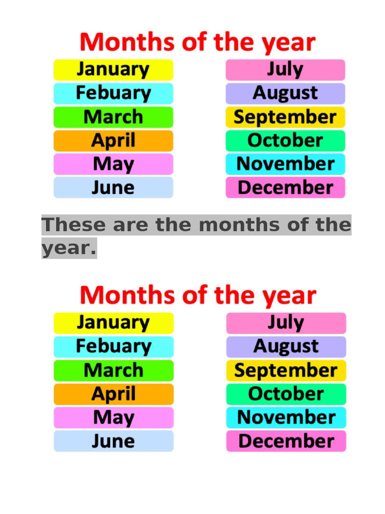 Months of The Year | PDF
