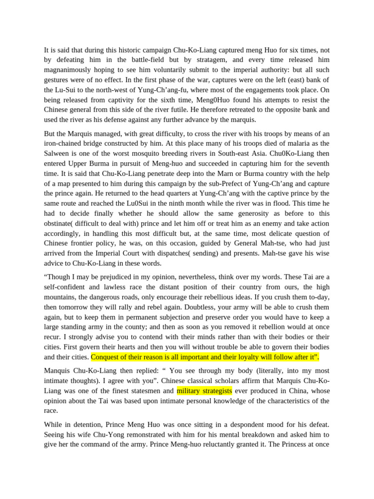 Zhuge Liang's Seven Captures of Meng Huo | PDF