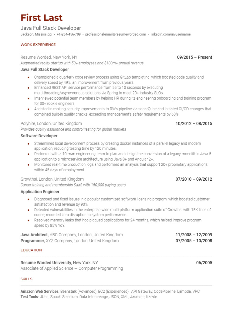 Java-full-stack-Developer2 - Template 16 | PDF | Software | Java (Programming Language)