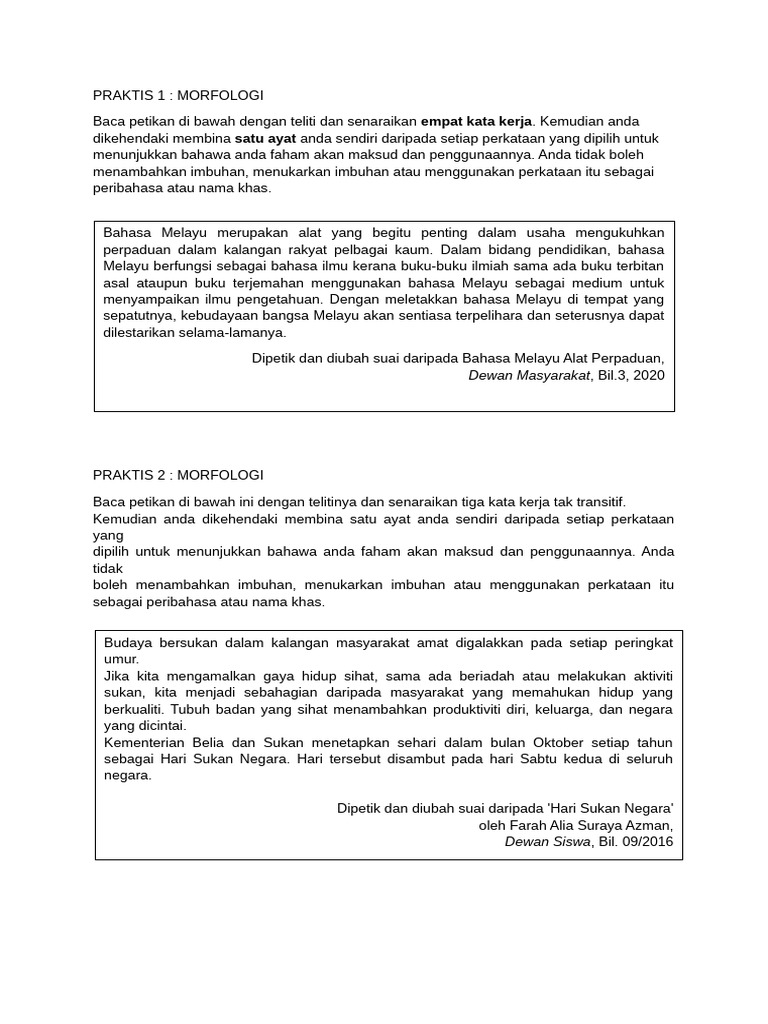 PRAKTIS 1 - Morfologi Kata Kerja | PDF