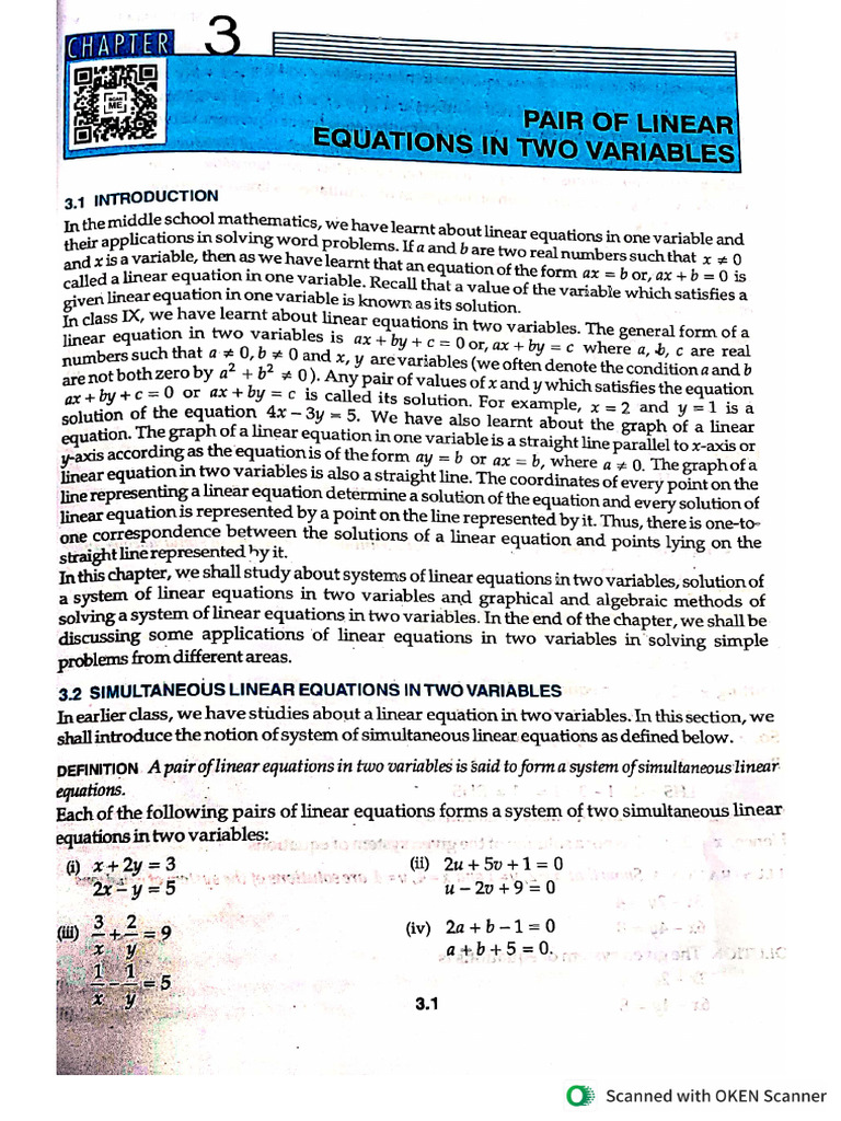 Linear Equation . | PDF