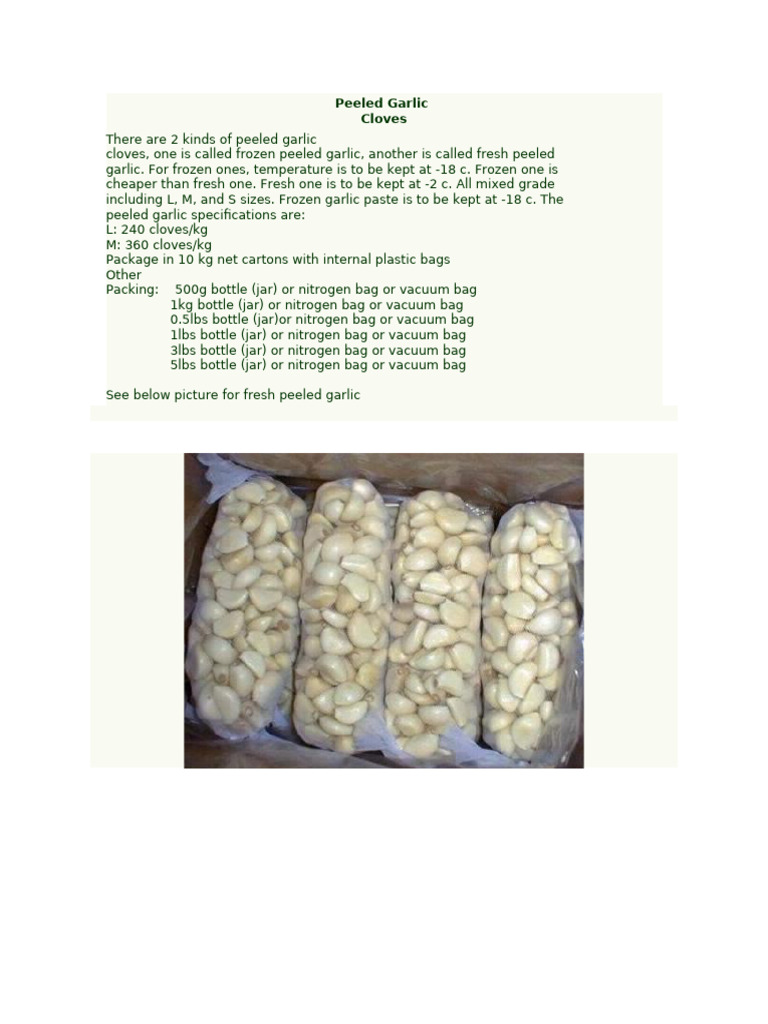 Peeled Garlic | PDF