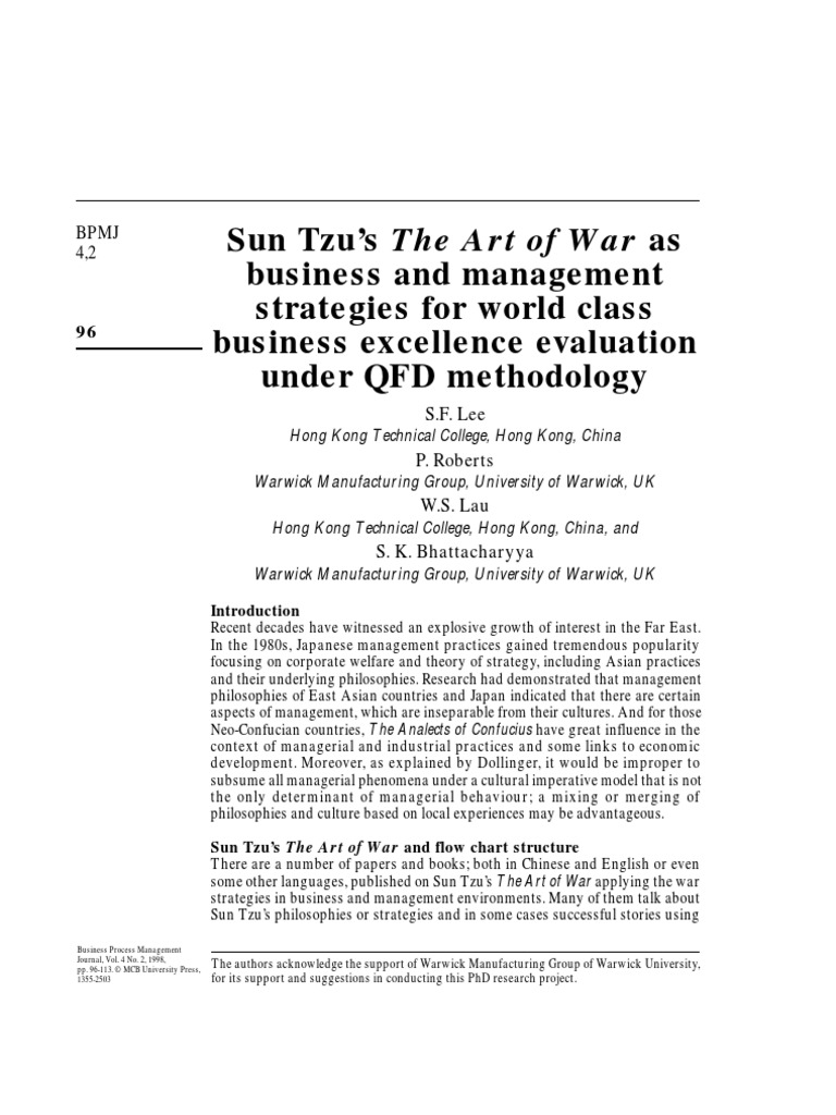 Sun Tzu's The Art of War - QFD Method 13 | PDF | The Art Of War ...