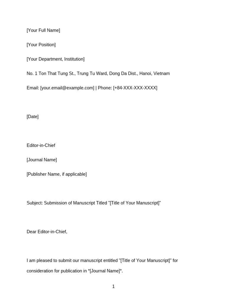 Cover Letter STROBE Template | PDF