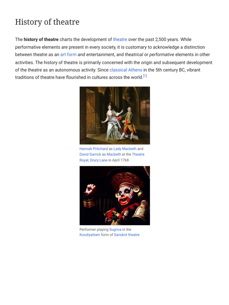 History of Theatre - Wikipedia | PDF | Commedia Dell'arte | Tragedy