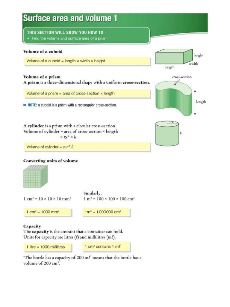Surface Area and Volume 1 | PDF