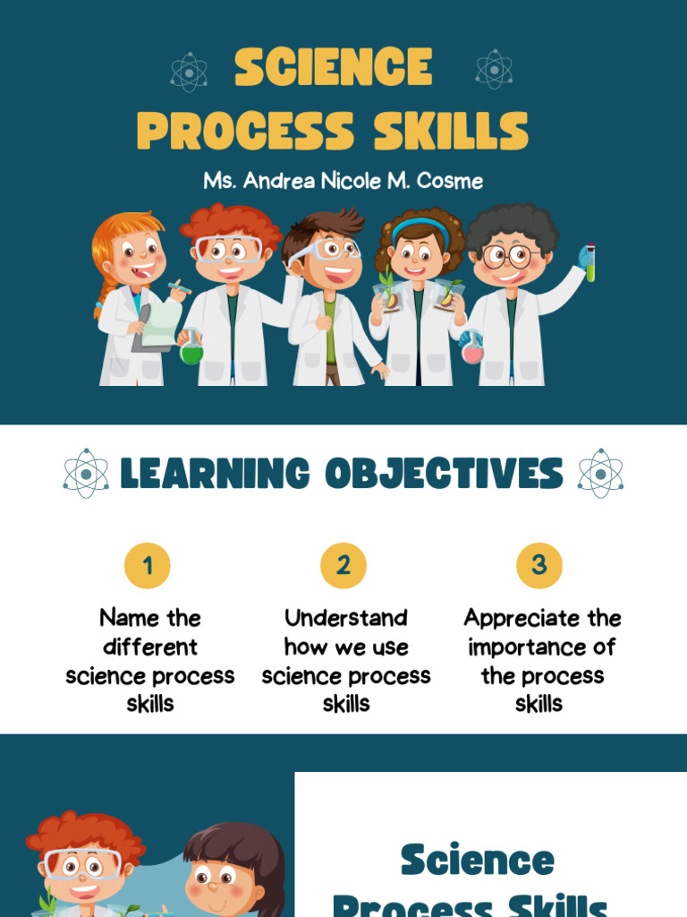 Science Process Skills Education Presentation in Teal and White Cartoon ...