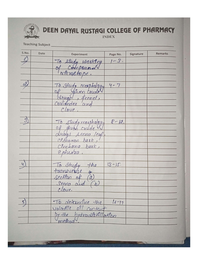 Pharmacognosy Practical PDF 5th Sem | PDF