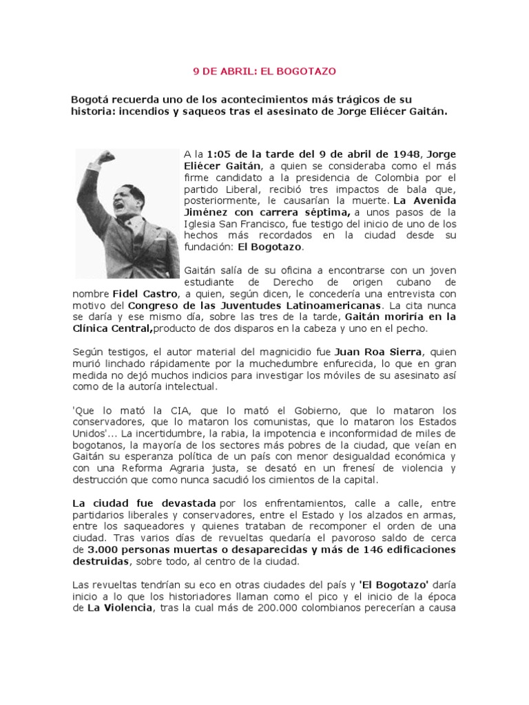 El Bogotazo: Historia y Consecuencias | PDF | Política | Ciencias sociales