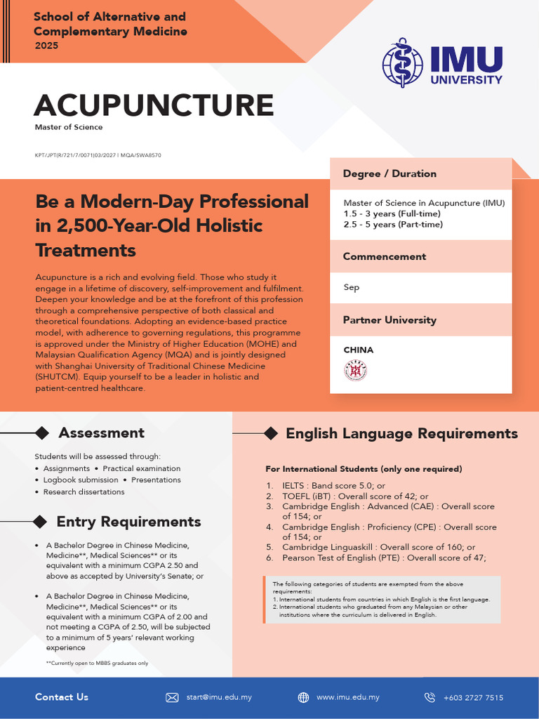 Brochure Acupuncture (MSC) 1 | PDF | Educational Stages | Health Care