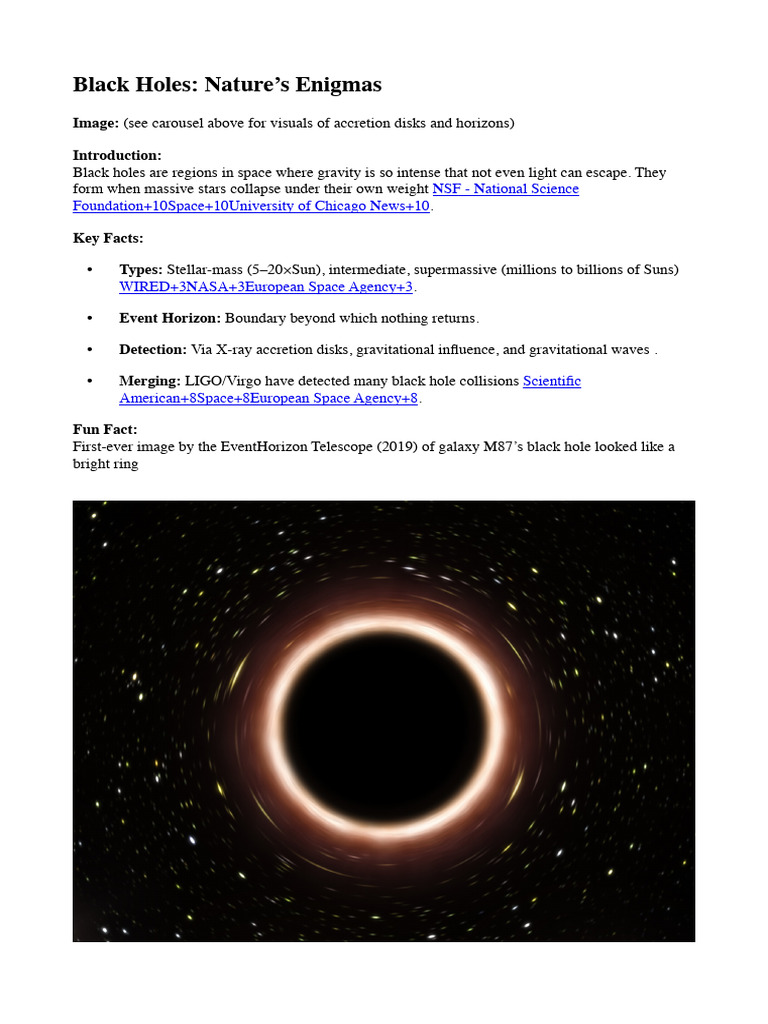 Understanding Black Holes: Key Facts | PDF