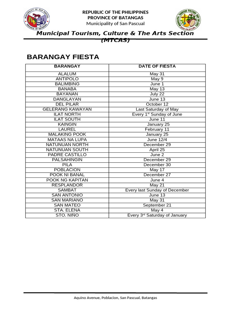 Barangay Fiesta | PDF