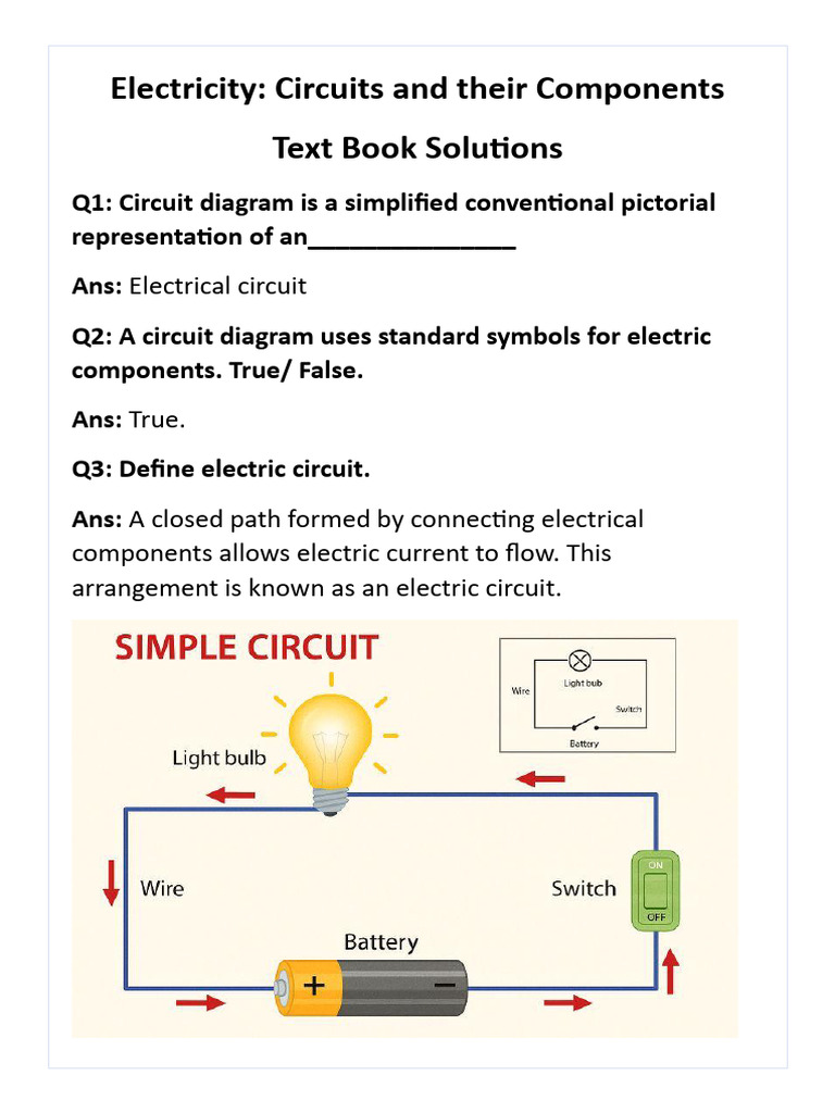 Class 7 Electric Circuits Overview | PDF | Electric Current ...