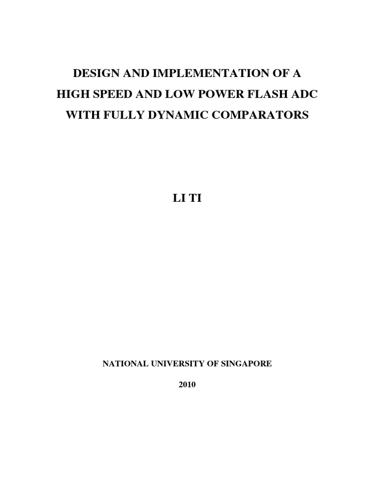 Design and Implementation of A High Speed and Low Power Flash Adc With ...