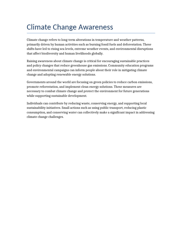 Climate Change Awareness | PDF