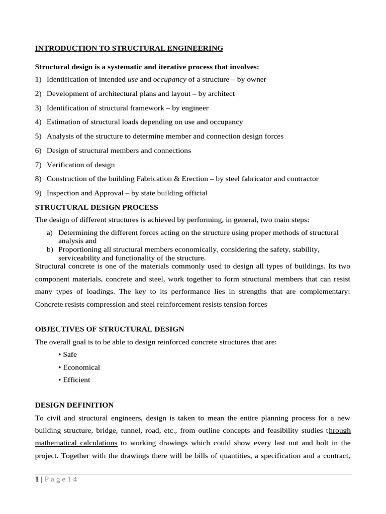 Introduction To Structural Design | PDF | Strength Of Materials | Bending