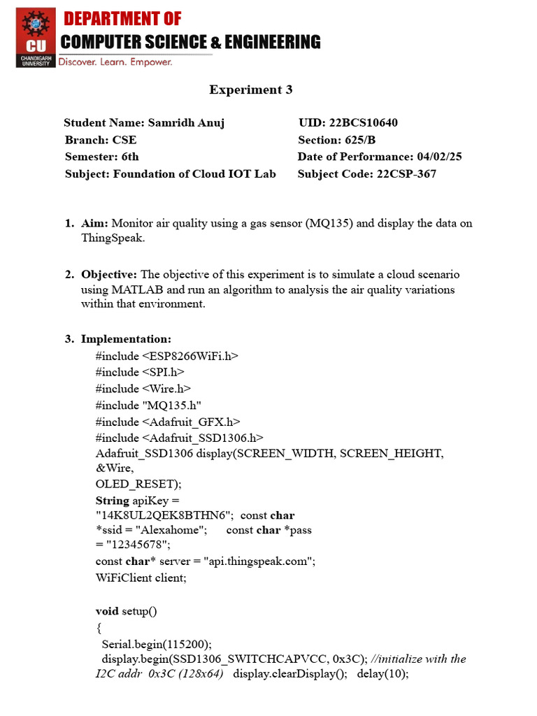IOT Experiment 3 Samridh | PDF | Internet Of Things | Computing