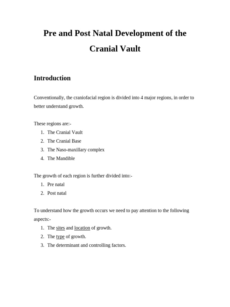 Cranial Vault Development Overview | PDF | Skull | Human Head And Neck