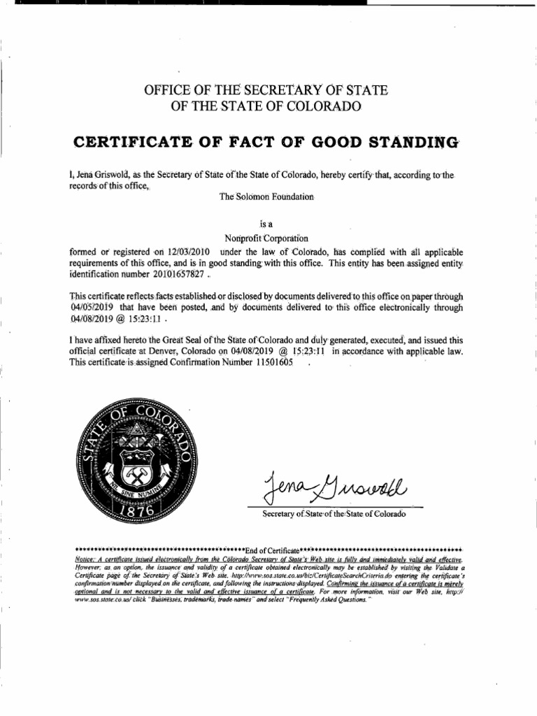 Certificate of Fact of Good Standing - 2019 - 04 - 12 - 15 - 10 - 28 | PDF