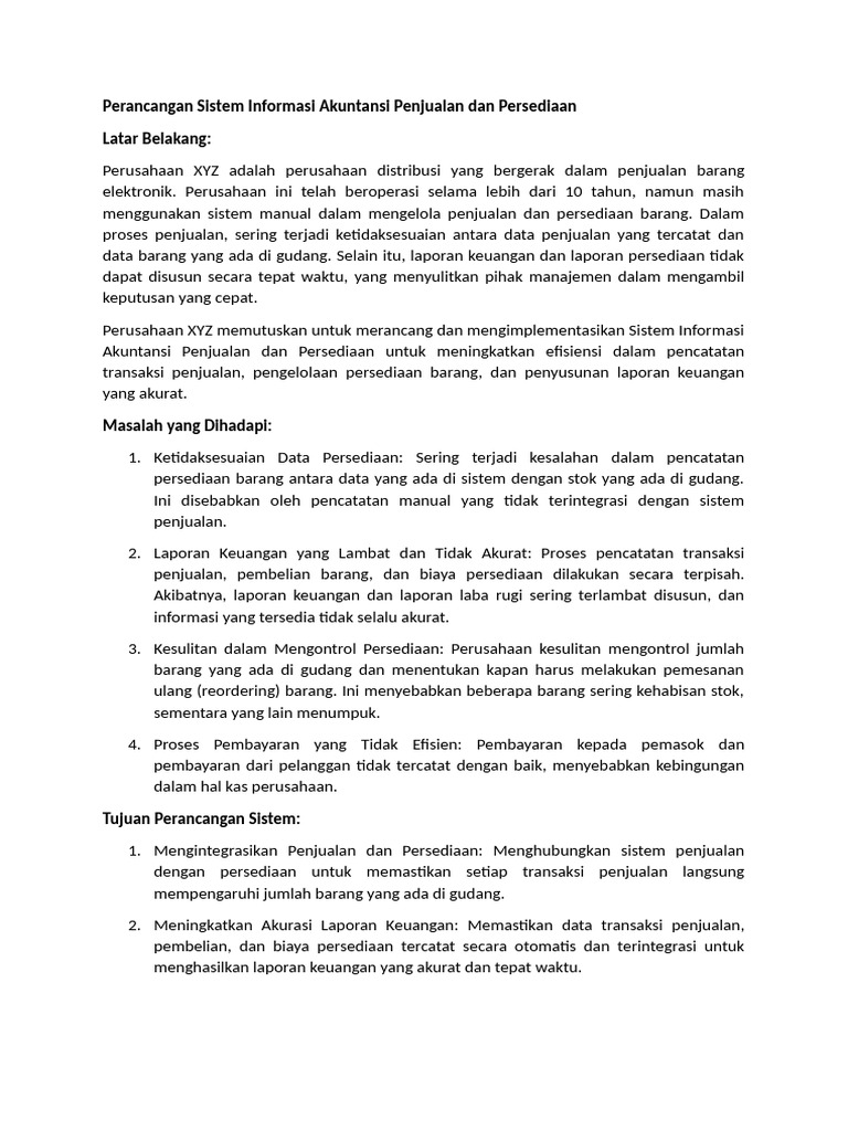 Perancangan Sistem Informasi Akuntansi Penjualan Dan Persediaan | PDF