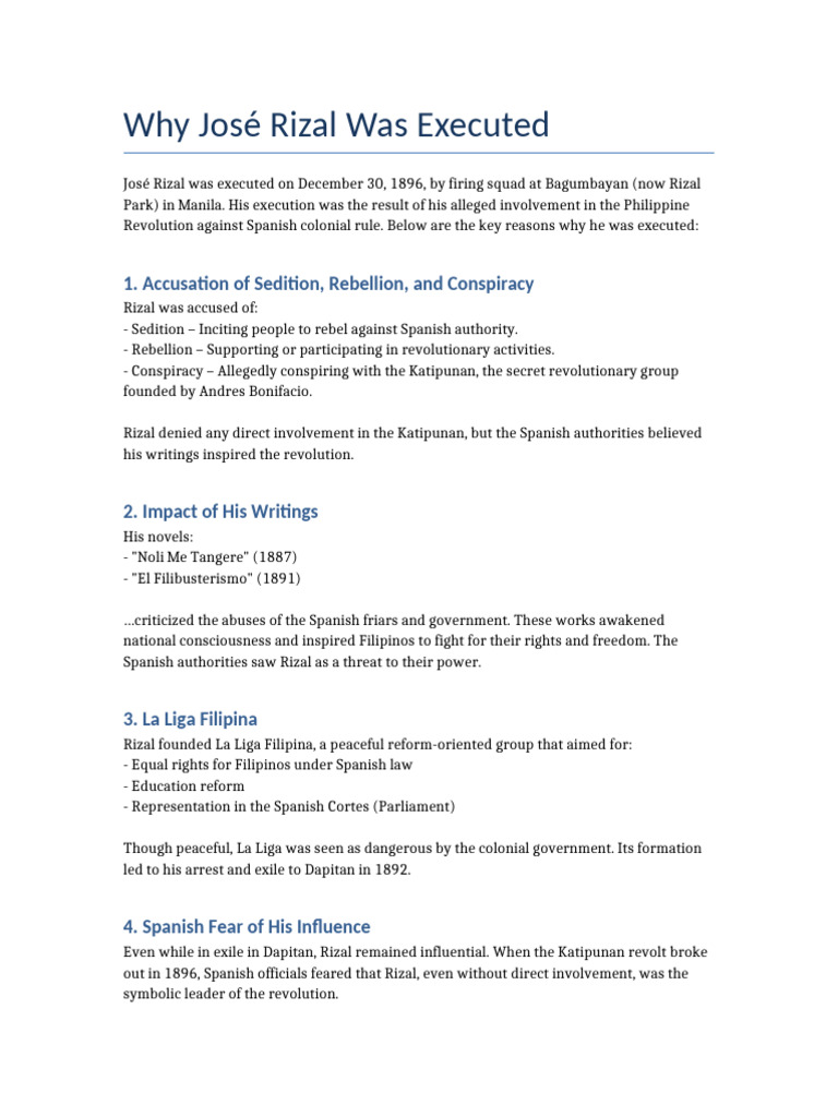 Why Jose Rizal Was Executed | PDF