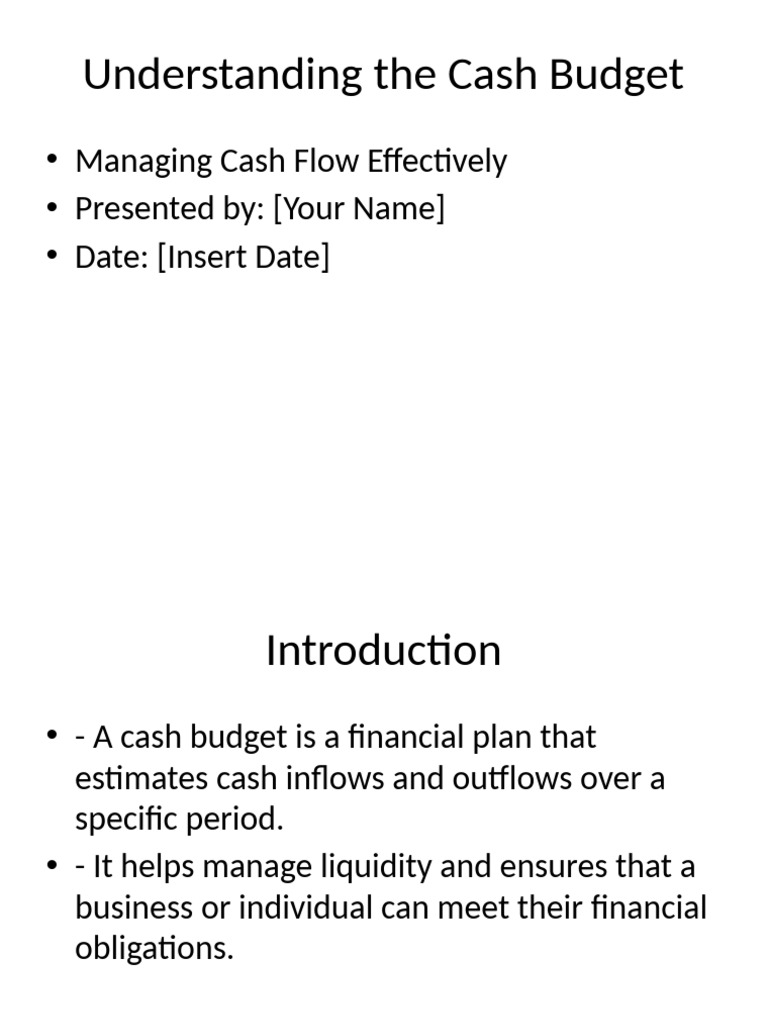 Cash Budgeting for Financial Health | PDF