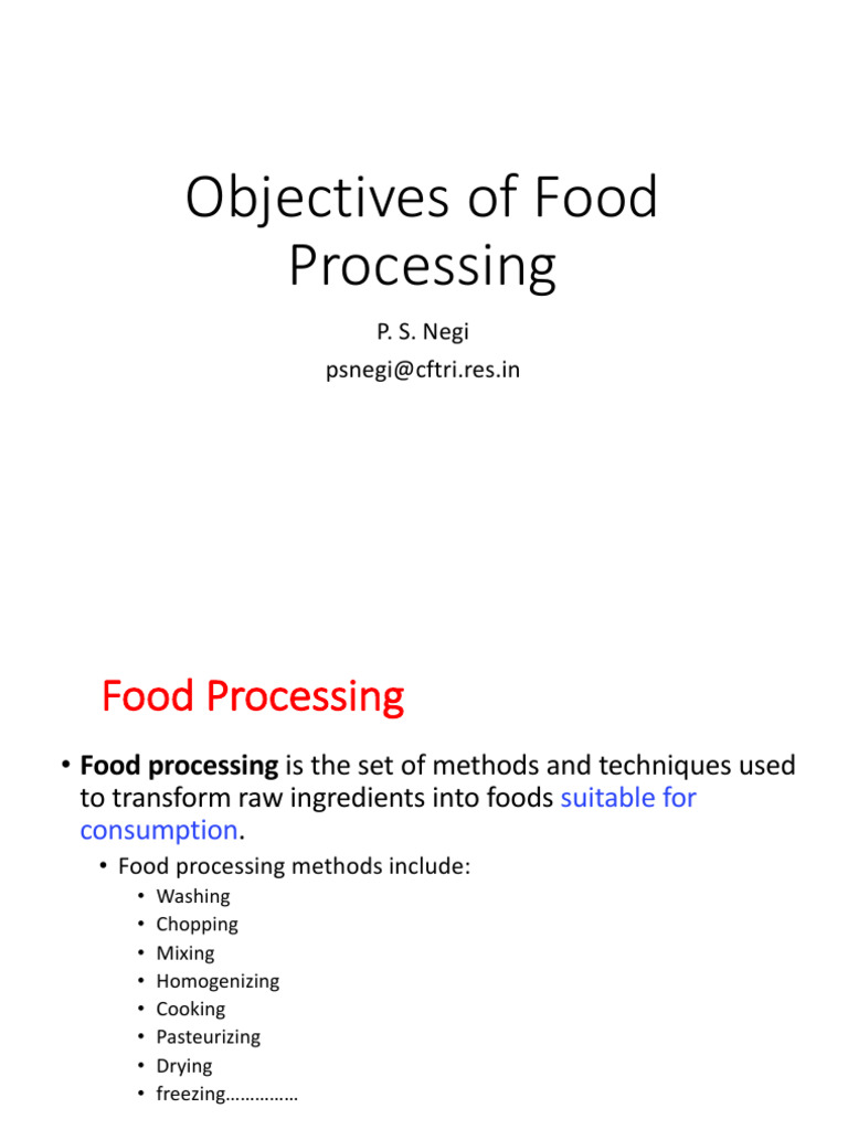 Objectives of Food Processing Explained | PDF | Food Preservation ...