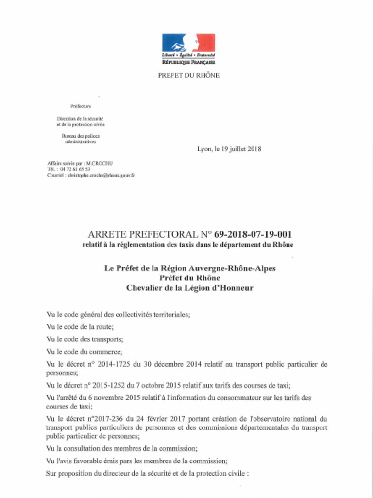 AP Relatif À La Réglementation Des Taxis 2018 | PDF