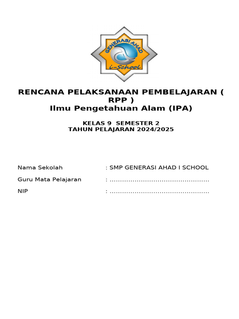 RPP Ipa Kelas 9 Semester 2 | PDF